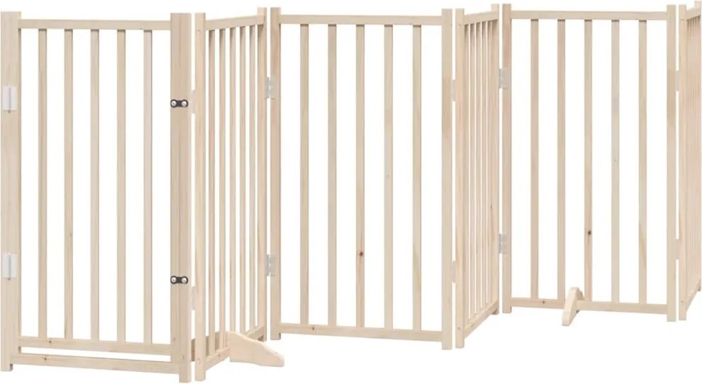 Zábrana pro psy s dvířky skládací 9 panelů 450 cm topol 3155700