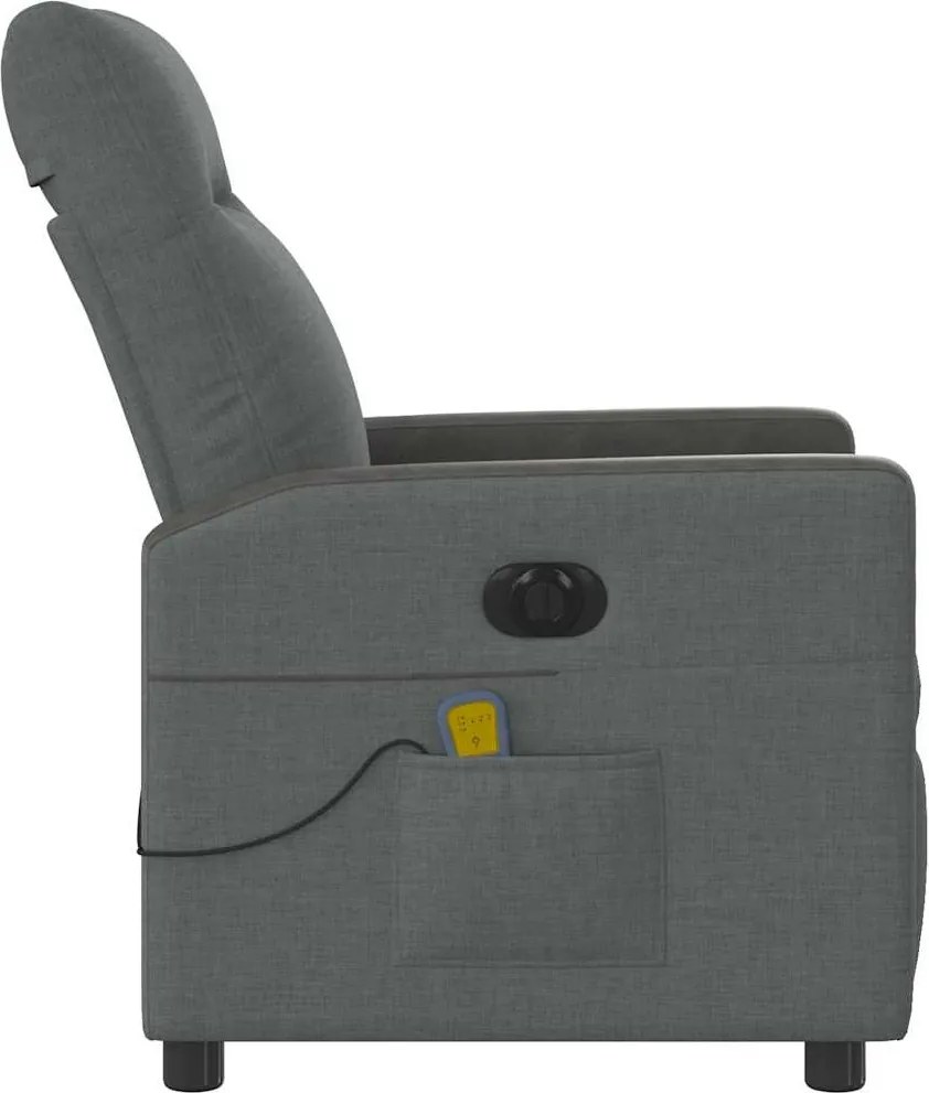 Elektrické masážní polohovací křeslo tmavě šedé textil 3324046