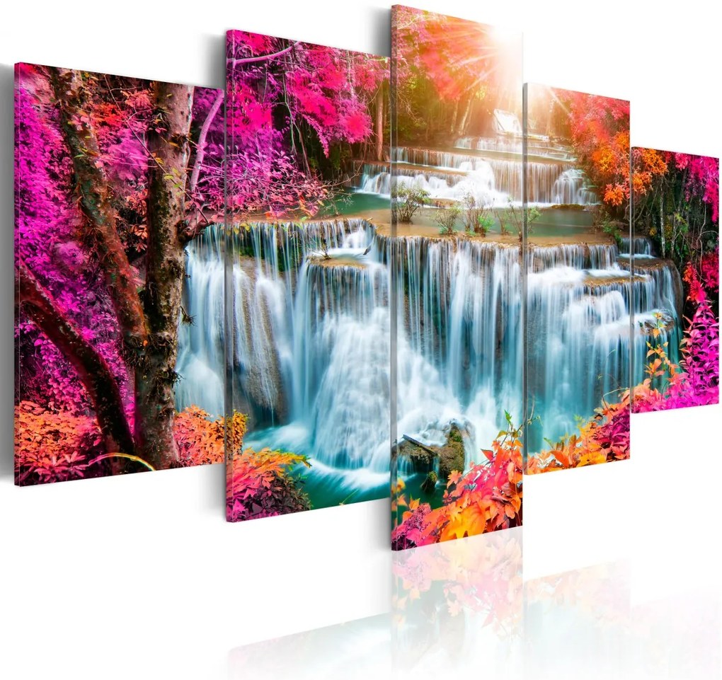 Obraz vodopád v barvách + háčky a hřebíčky ZDARMA Velikost (šířka x výška): 220x110 cm