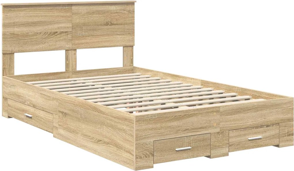 Rám postele s čelo Sonoma dub 135 x 190 cm Kompozitní dřevo 3408274