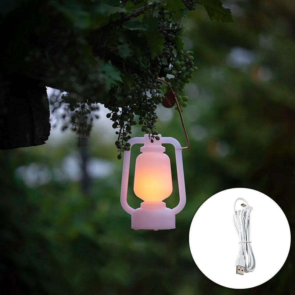 Stolní lampa dobíjecí 22 cm IP44 bílá - Storm Mini