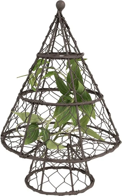 Hnědá drátěná dekorace vánoční stromeček - Ø 21*33 cm