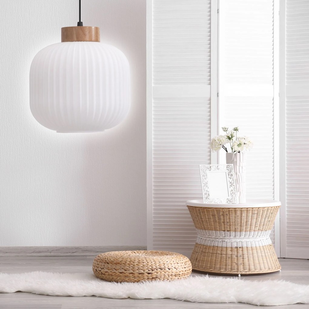 Toolight, závěsné svítidlo skleněné E27 APP1068-CP, bílá, OSW-04401