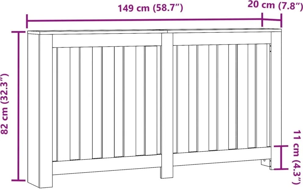 vidaXL Kryt na radiátor 149 x 20 x 82 cm kompozitní dřevo [852744] Barva: Betonová šedá