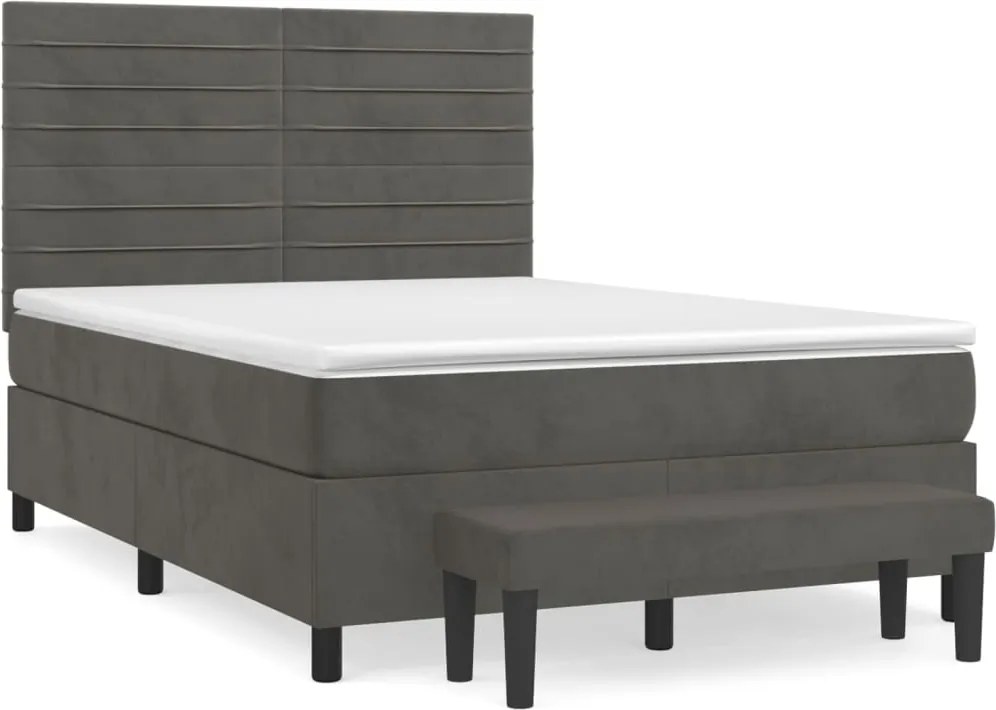 Box spring postel s matrací tmavě šedá 140x200 cm samet 3137906