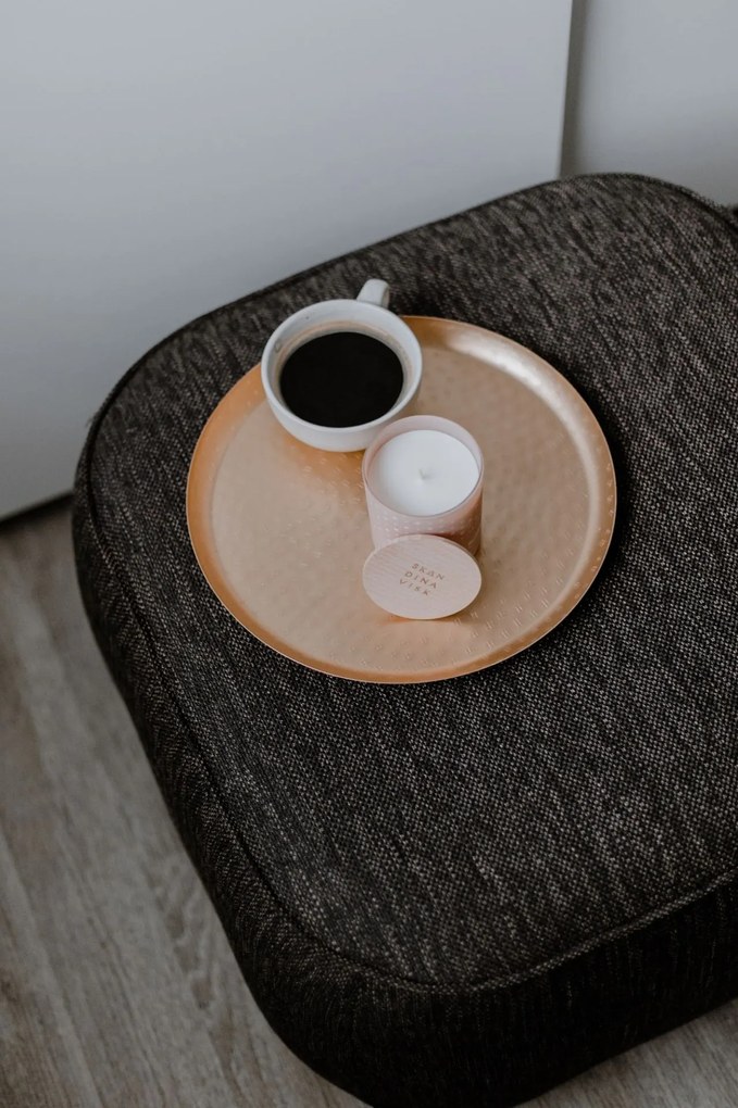 Hübsch Látkový taburet Cube Pouf Grey, šedá barva, textil