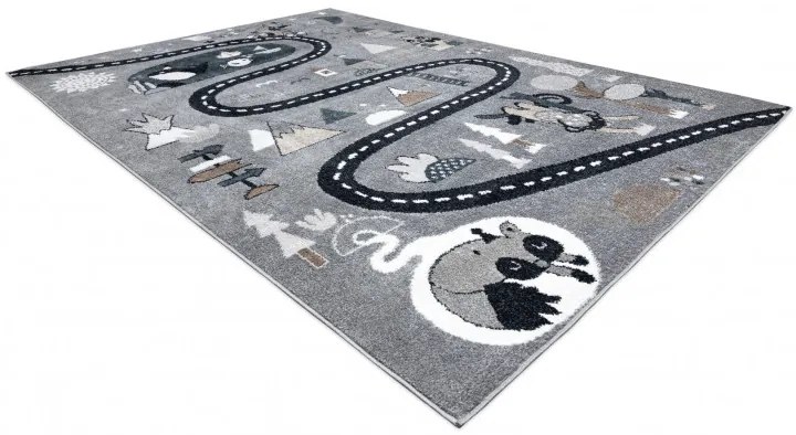 Dywany Łuszczów, Dětský kusový koberec Fun Route Street animals grey, 200x290, šedá, dětský pokoj