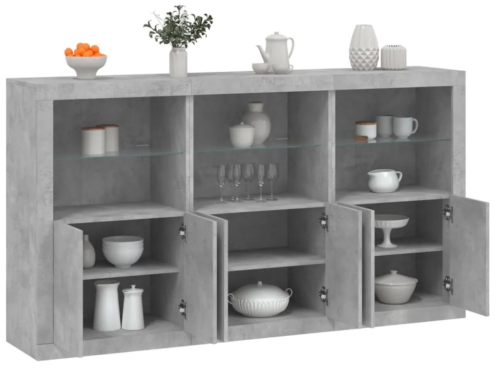 Příborník s LED osvětlením betonově šedý 181,5 x 37 x 100 cm 3209152