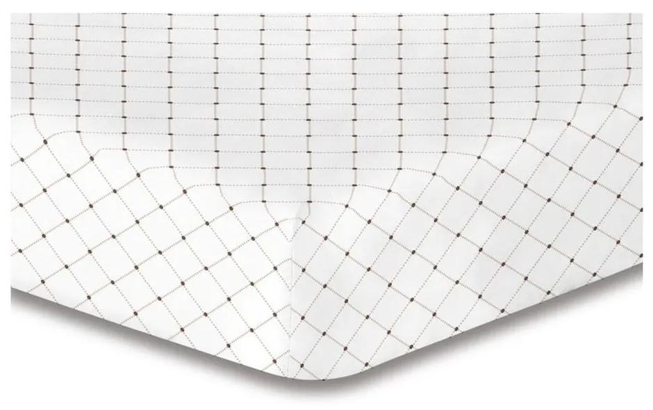 Bílé elastické prostěradlo se vzorem DecoKing Hypnosis Calluna, 220 x 240 cm