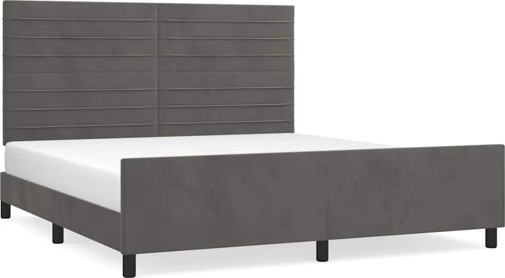 Rám postele bez matrace tmavě šedý 160 x 200 cm samet 3125825