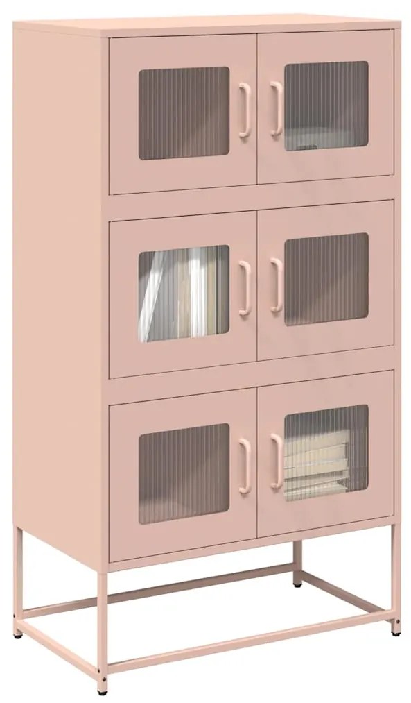 Skříň highboard růžová 68x39x123 cm ocel