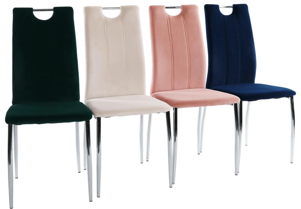Kondela Jídelní židle, smaragdová Velvet látka / chrom, OLIVA NEW