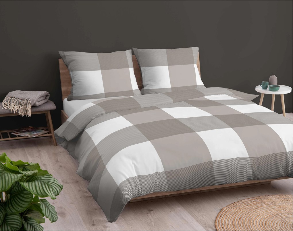 Detexpol Flanelové ložní prádlo 220x200 béžová kontrola 4944 B Flanel 2024