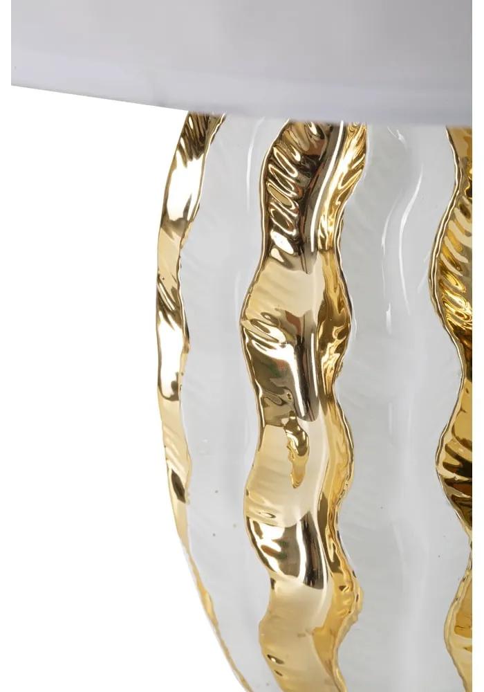 Keramická stolní lampa s textilním stínidlem v bílo-zlaté barvě (výška 48 cm) Glam Stary – Mauro Ferretti
