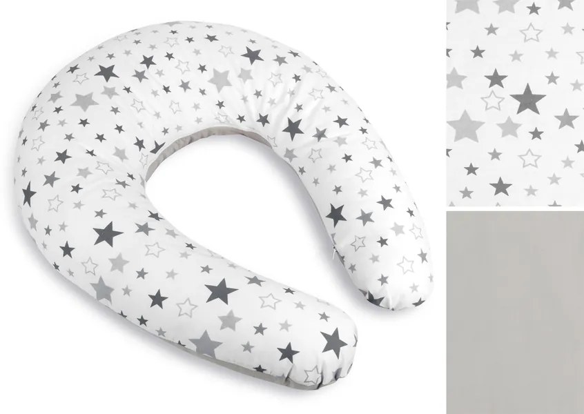 Bellatex Povlak na kojicí polštář na zip po obvodu 180 cm Hvězda šedá, bílá