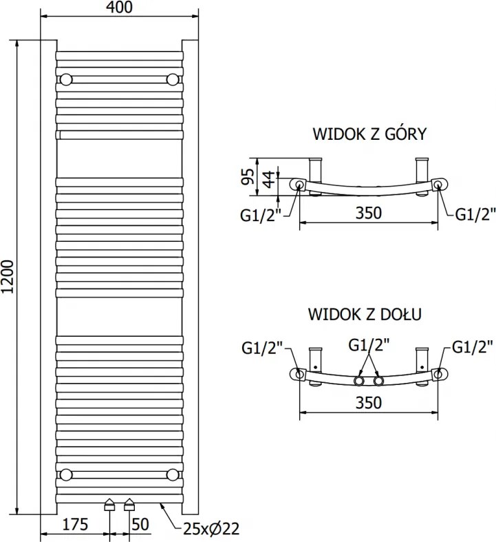Mexen Ares, elektrické topné těleso 1200x400 mm + topná tyč 400 W, bílá, W102-1200-400-6400-20