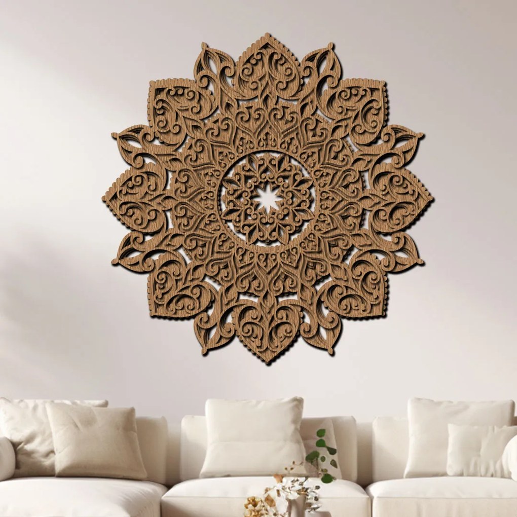 dřevo života 4 vrstvená mandala Vyzařující láska Zvolte rozměr Ø (cm): 95, Zvolte barevný dekor: javor-ořech