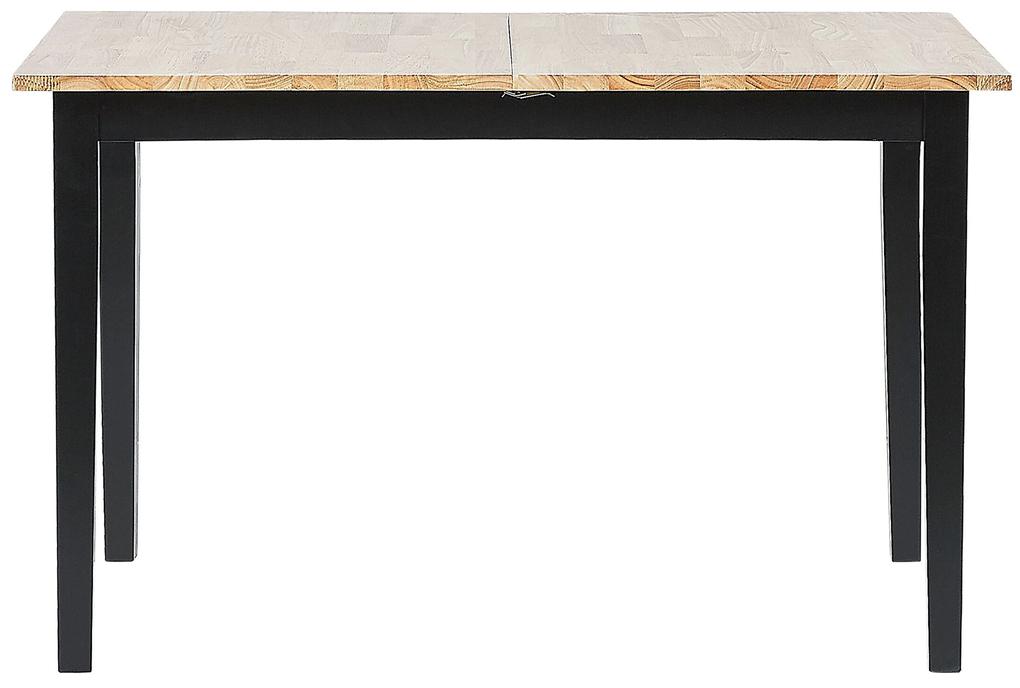 Rozkládací jídelní stůl 120/150 x 80 cm světlé dřevo s černou HOUSTON Beliani