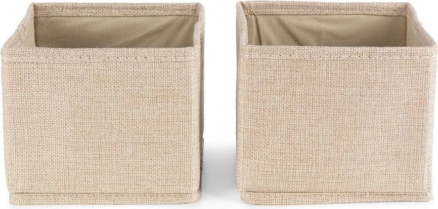 Béžové látkové úložné boxy v sadě 2 ks 14x12x12 cm Sandy – Compactor