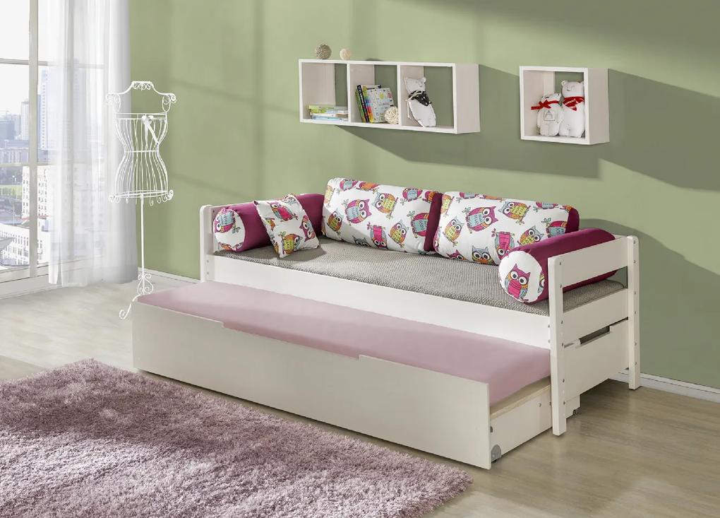 Dětská postel s přistýlkou a úložným prostorem Bambi - masiv Zvolte možnost matrace: Bez matrace, Barevné provedení: Ořech.