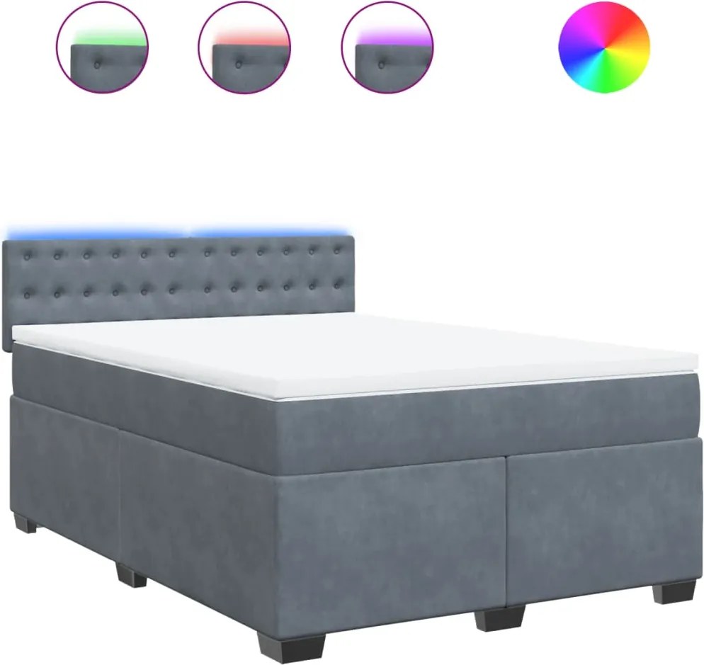 Box spring postel s matrací tmavě šedá 140x200 cm samet 3288643