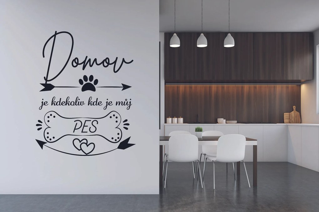 Samolepka na zeď Kdekoliv je můj pes Barevná varianta: Černá, Velikost (šířka x výška): 40x50cm
