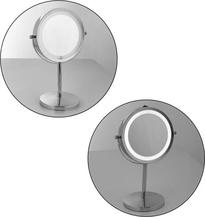 Erga Kimi, zvětšovací kosmetické zrcadlo s LED podsvícením 210x320 mm, chromová, ERG-YKA-CH.KIMI