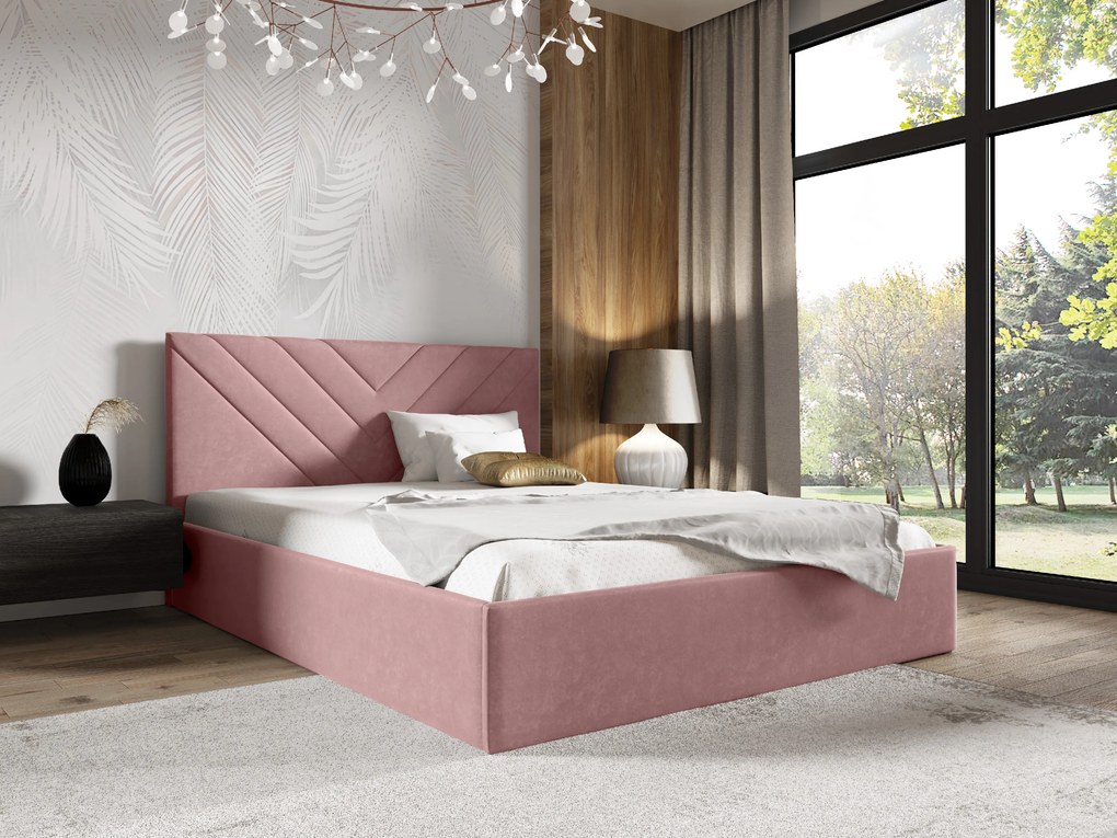 Eka Čalouněná postel LIZA 120x200 cm Barva látky Trinity: (2319) Světlá růžová, Úložný prostor: Bez úložného prostoru