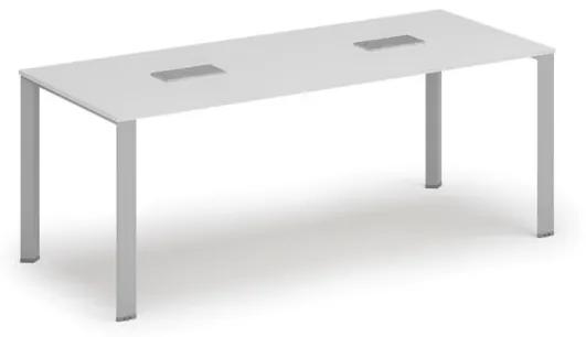 Stůl INFINITY 2000 x 900 x 750, bílá + 2x stolní zásuvka TYP V, stříbrná