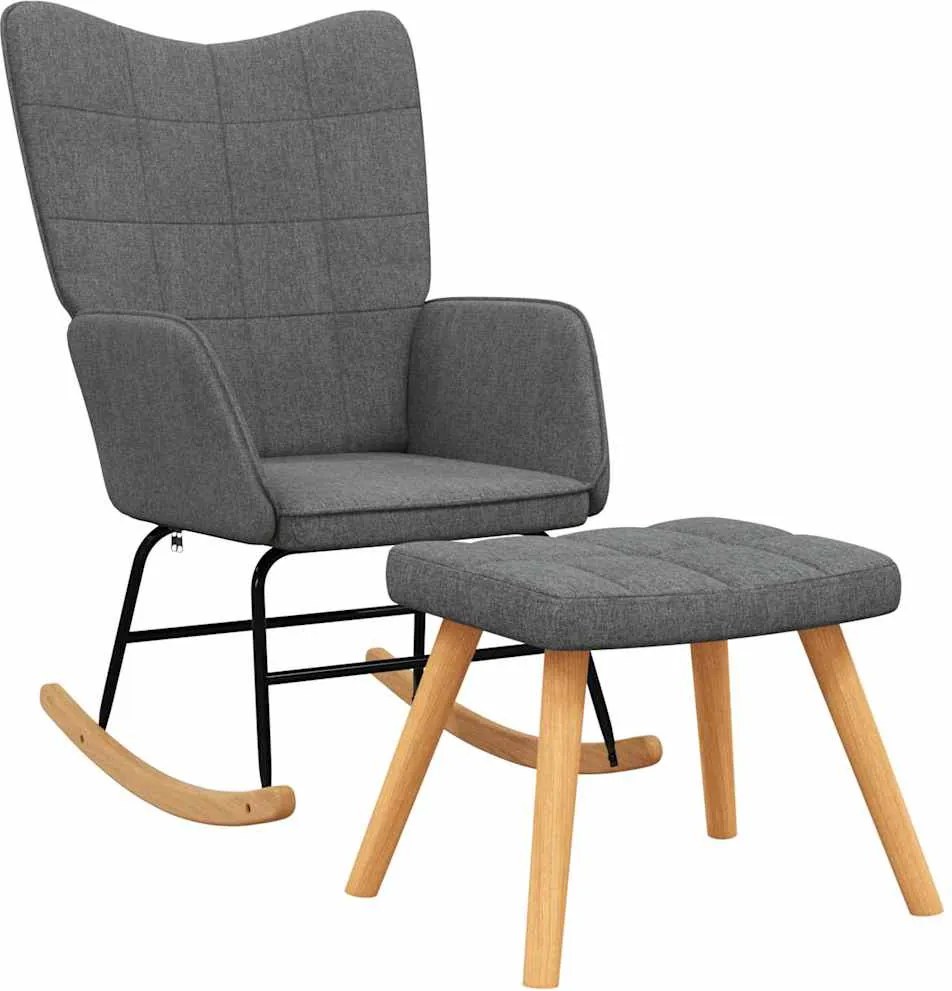 Houpací křeslo se stoličkou tmavě šedé textil 328019