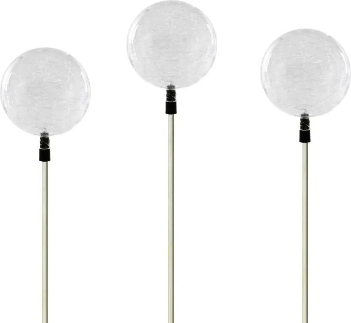 Sada 3 solárních zahradních zápichů s LED koulí, 80 cm