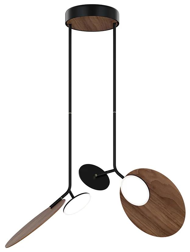 Stropní svítidlo v organickém designu Ballon 2 Dekor: Černá / Ořechové dřevo, Stmívání: Stmívatelné DALI, Výška: 980 mm