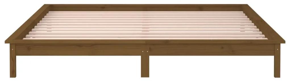 Rám postele s LED světlem medově hnědý 140x190 cm masivní dřevo