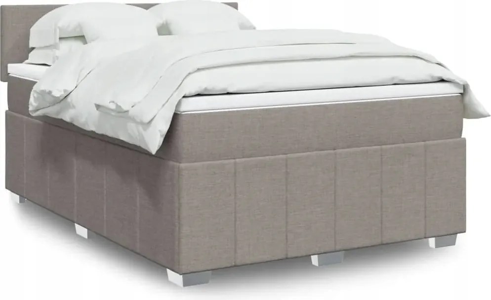 Box Spring Postel S Matrací Textil Taupe Hladký design 160 x 200 cm