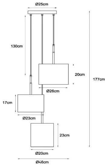 Lucide 45409/13/38 - Lustr na lanku MAYA 3xE27/40W/230V krémová