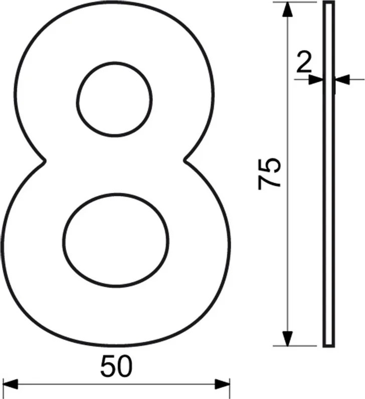 Domovní číslo "8", RN.75L, černá