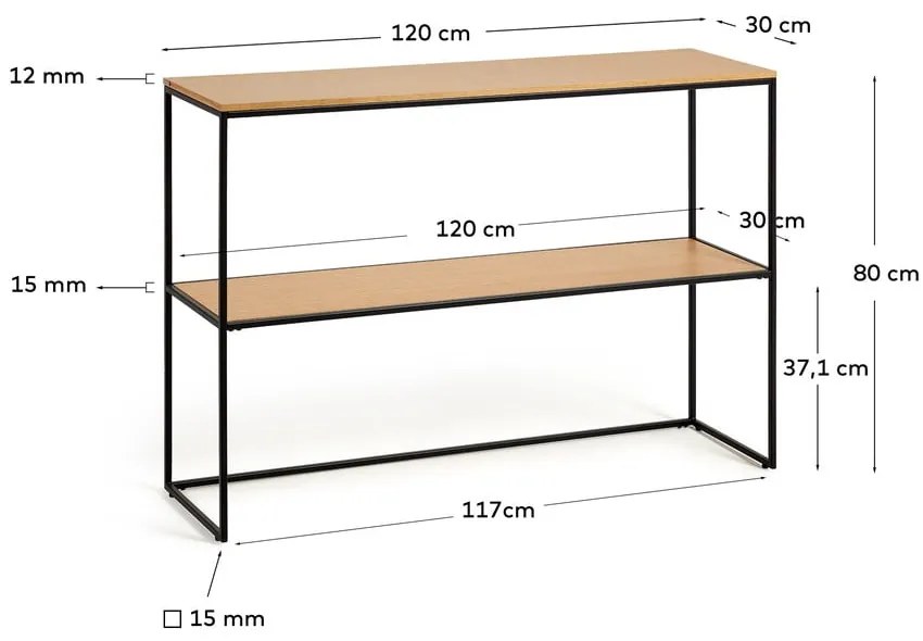 Konzolový stolek v dekoru dubu 120x30 cm Yona - Kave Home