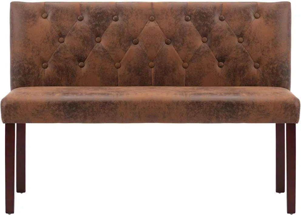 Lavice 120 cm hnědá umělá semišová kůže 288573