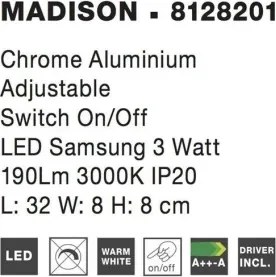 Nástěnné LED svítidlo NOVA LUCE MADISON 3W 3000K 8128201