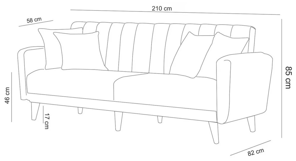 3-místná pohovka Aqua 210 cm zelená