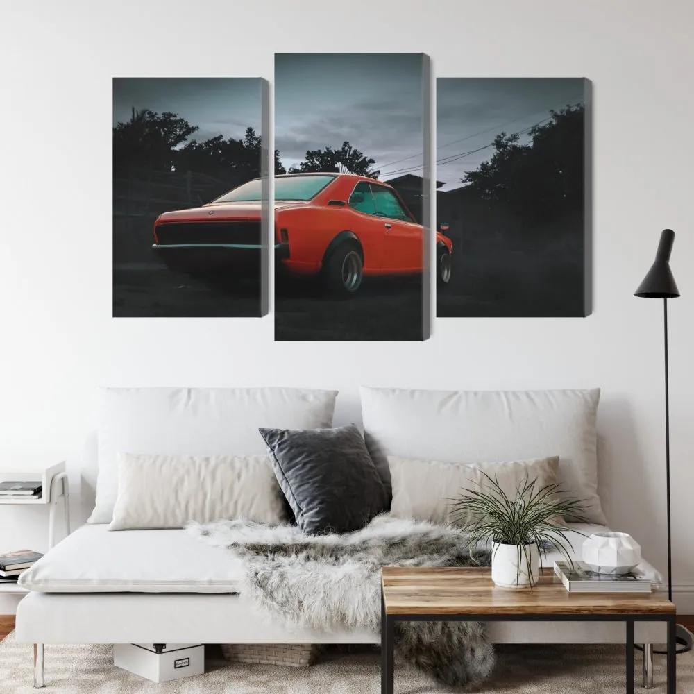 Vícedílný obraz Oranžové Retro Auto Nedostatek Nedostatek Plátno Canvas 120x80