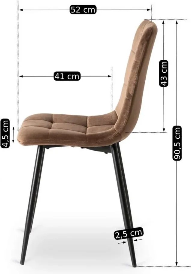 Jídelní židle Daron Velvet, hnědá