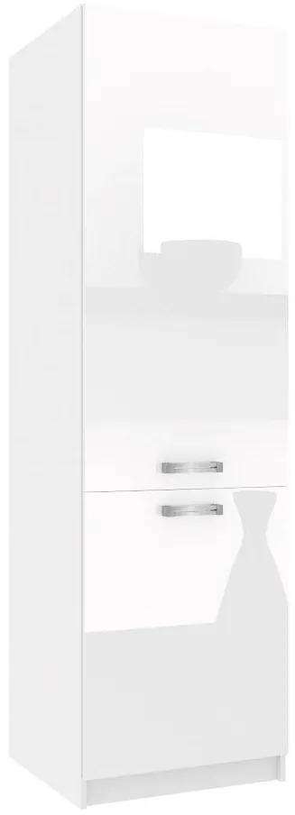 Vysoká kuchyňská skříňka Belini na vestavnou lednici 60 cm bílý lesk  INF SSL60/0/WT/W/0/D