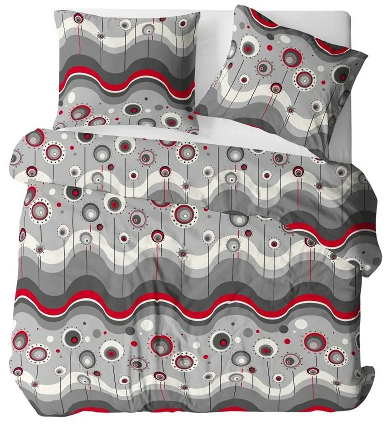 KARO 200x220 kůra povlečení 014C Lollipops Grey Red Black Buttoned 100% bavlna