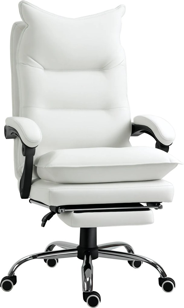Kancelářská židle Vinsetto s funkcí sklonu, ergonomická pracovní židle, výškově nastavitelná otočná židle s podnožkou, polstrovaná, nosnost až 135 kg,