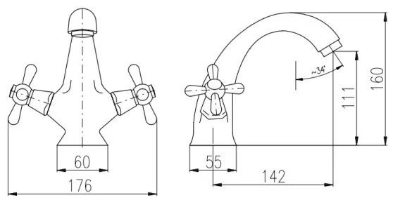 RAV Slezák MK128.0CMATSM - Umyvadlová baterie MORAVA RETRO 16 cm černá/mosaz
