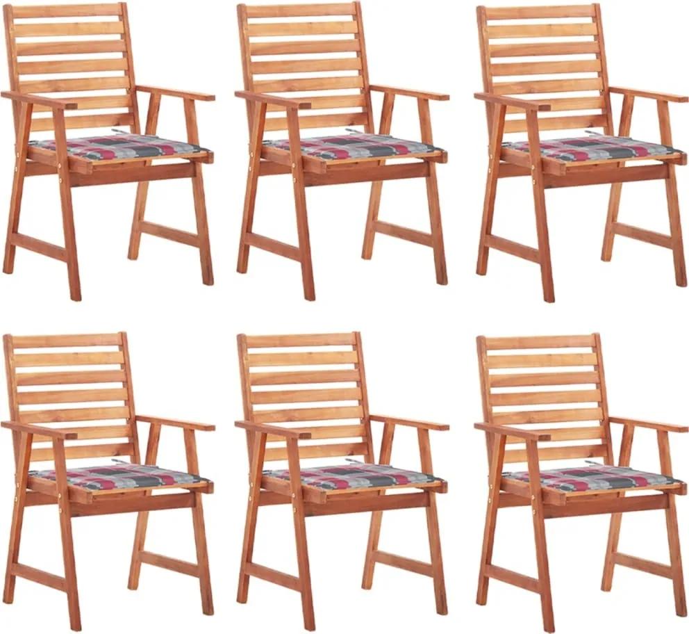 vidaXL Zahradní jídelní židle 6 ks s poduškami masivní akáciové dřevo [3078350] Barva: vínová červená