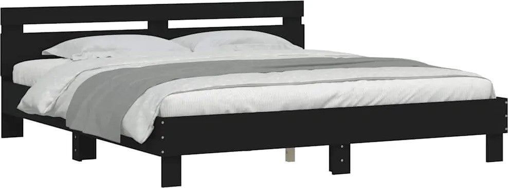 Rám postele s čelem černý 180 x 200 cm kompozitní dřevo 3207400
