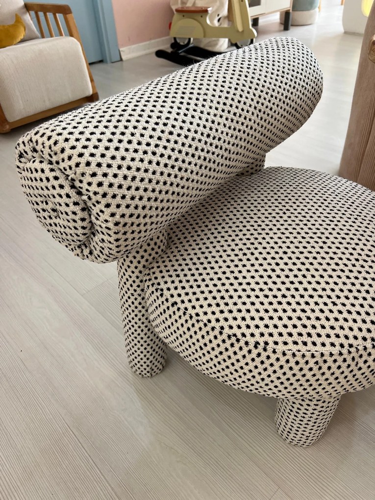 Atelier del Sofa Křeslo Dino - Puantiye, Černá, Bílá