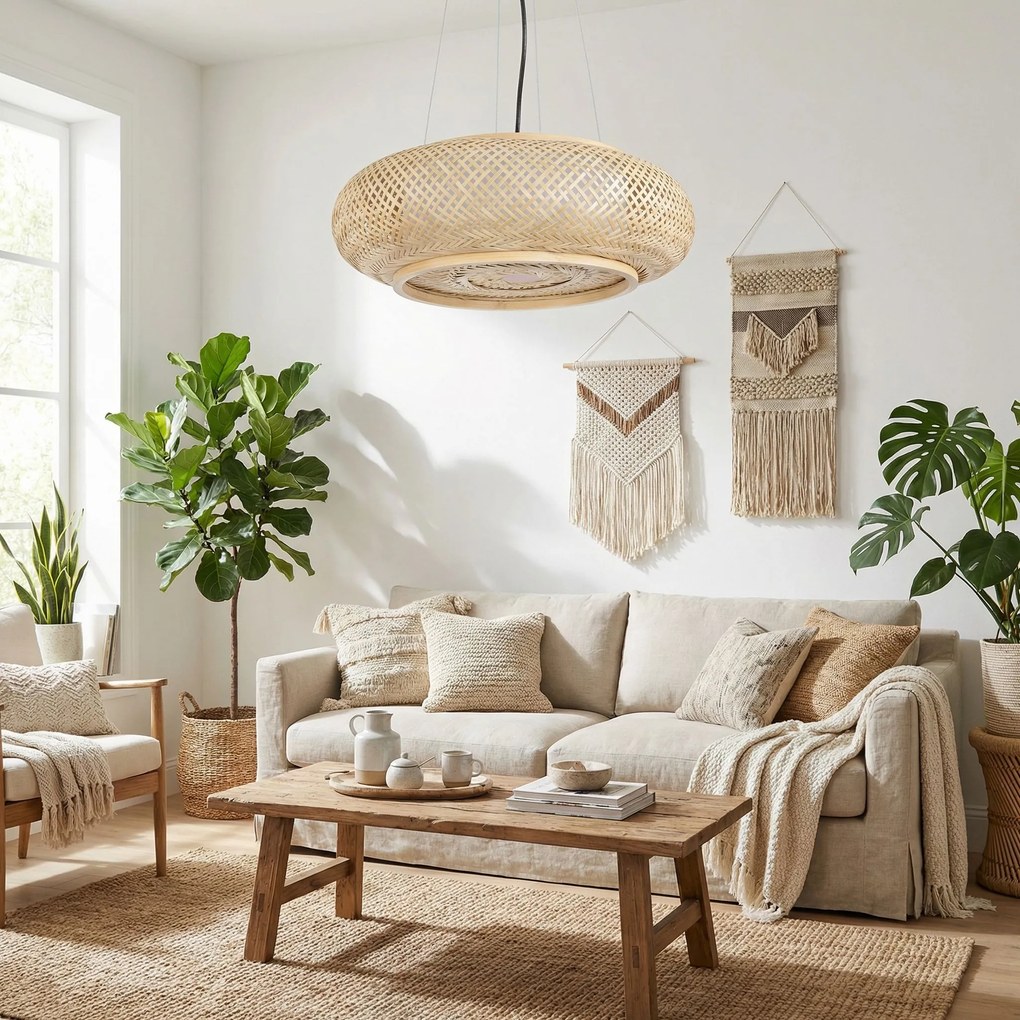 Toolight BOHO, závěsné stropní svítidlo 60cm, 3xE27, APP1910-3CP, přírodní hnědá-černá, OSW-66058